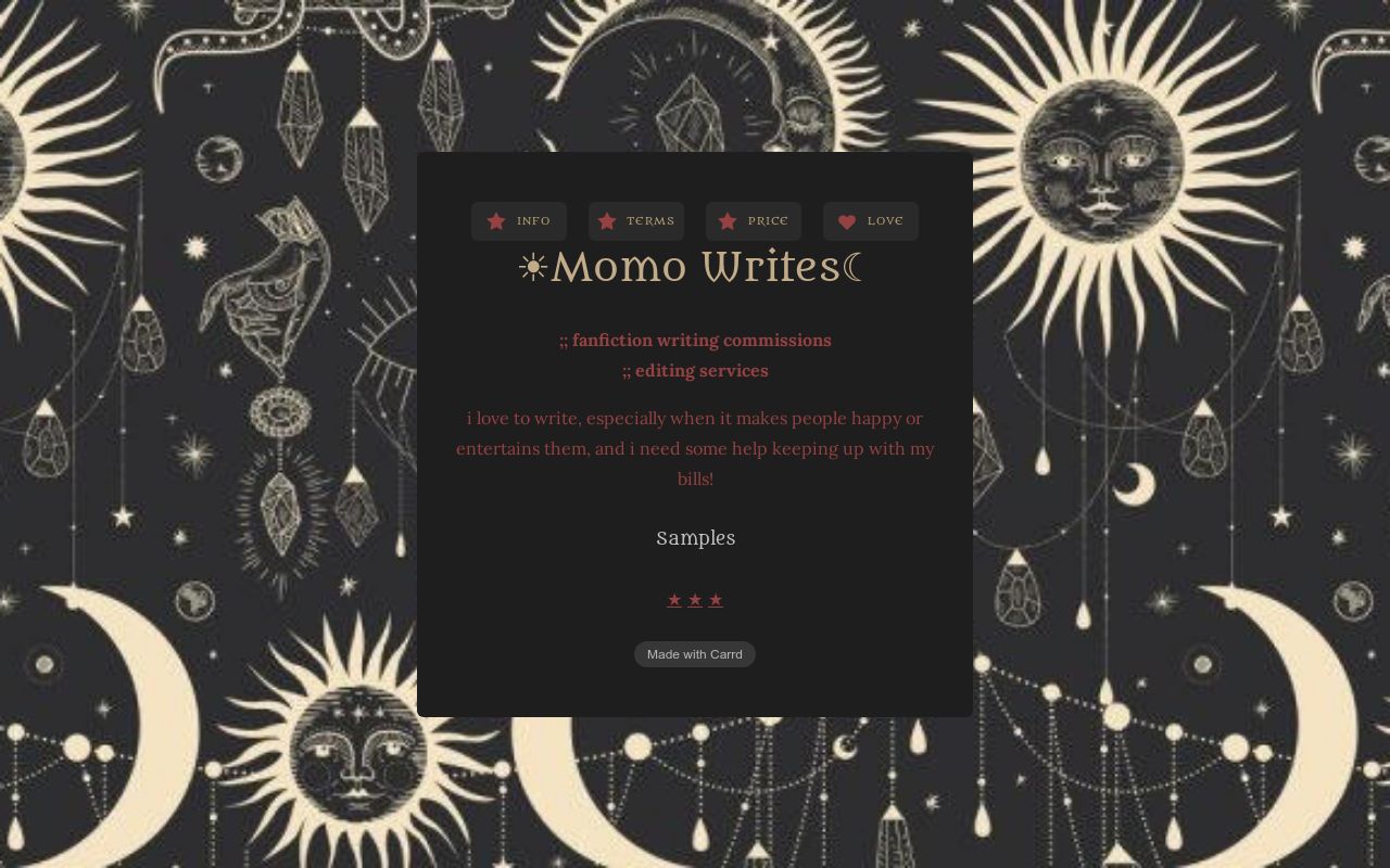 momo's writing commissions